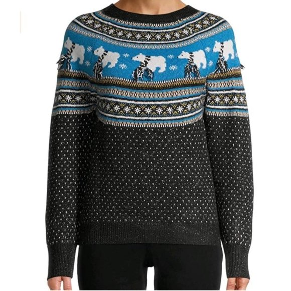 Holiday Time | Sweaters | Womens Polar Bear Fair Isle Black Pullover ...